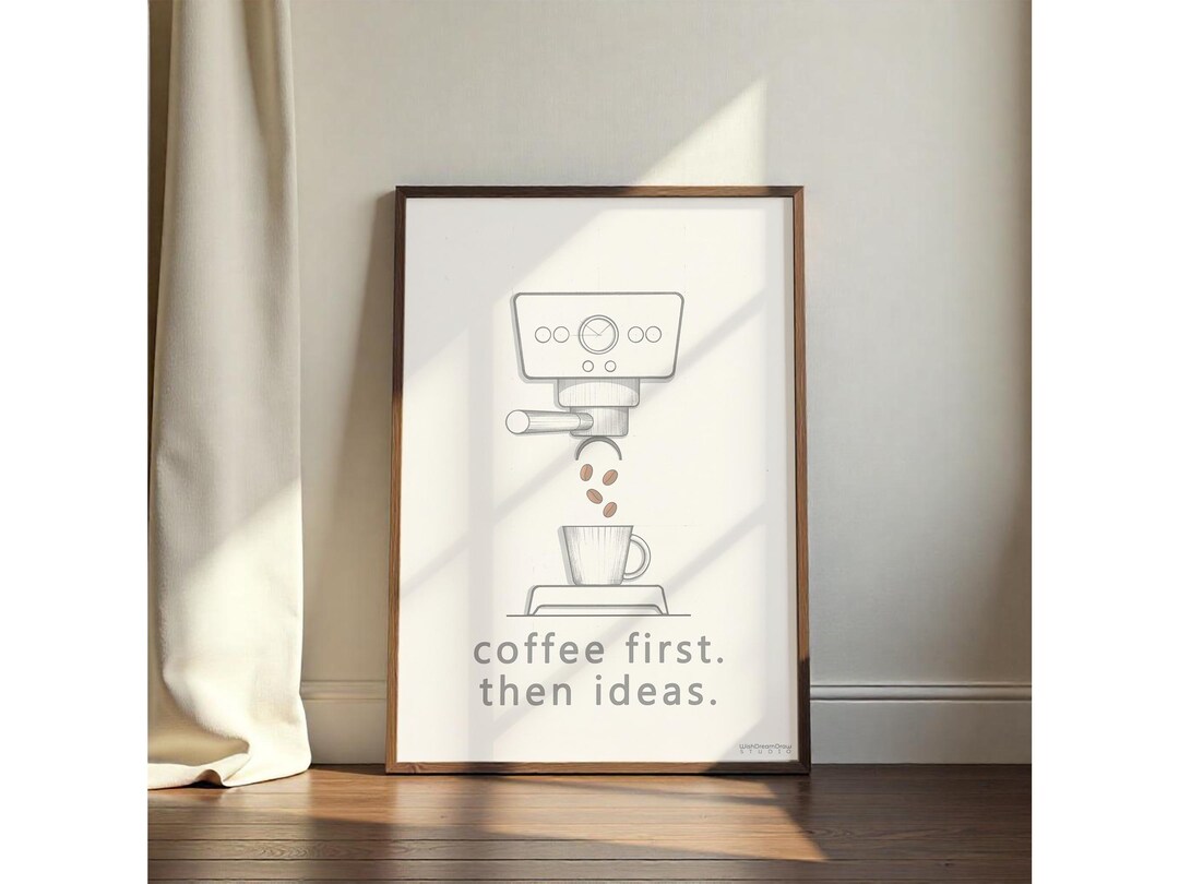 Coffee First Then Ideas Poster – Minimalist Typography Wall Art ...