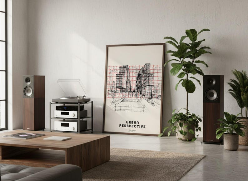 Minimalist Architecture Sketch Print, Hand Drawn Structure Poster ...