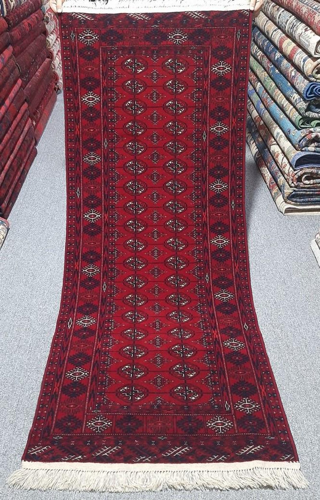 Vintage Afghan Mori Gul Runner Rug: Handknotted Wool, Tribal Design - Etsy