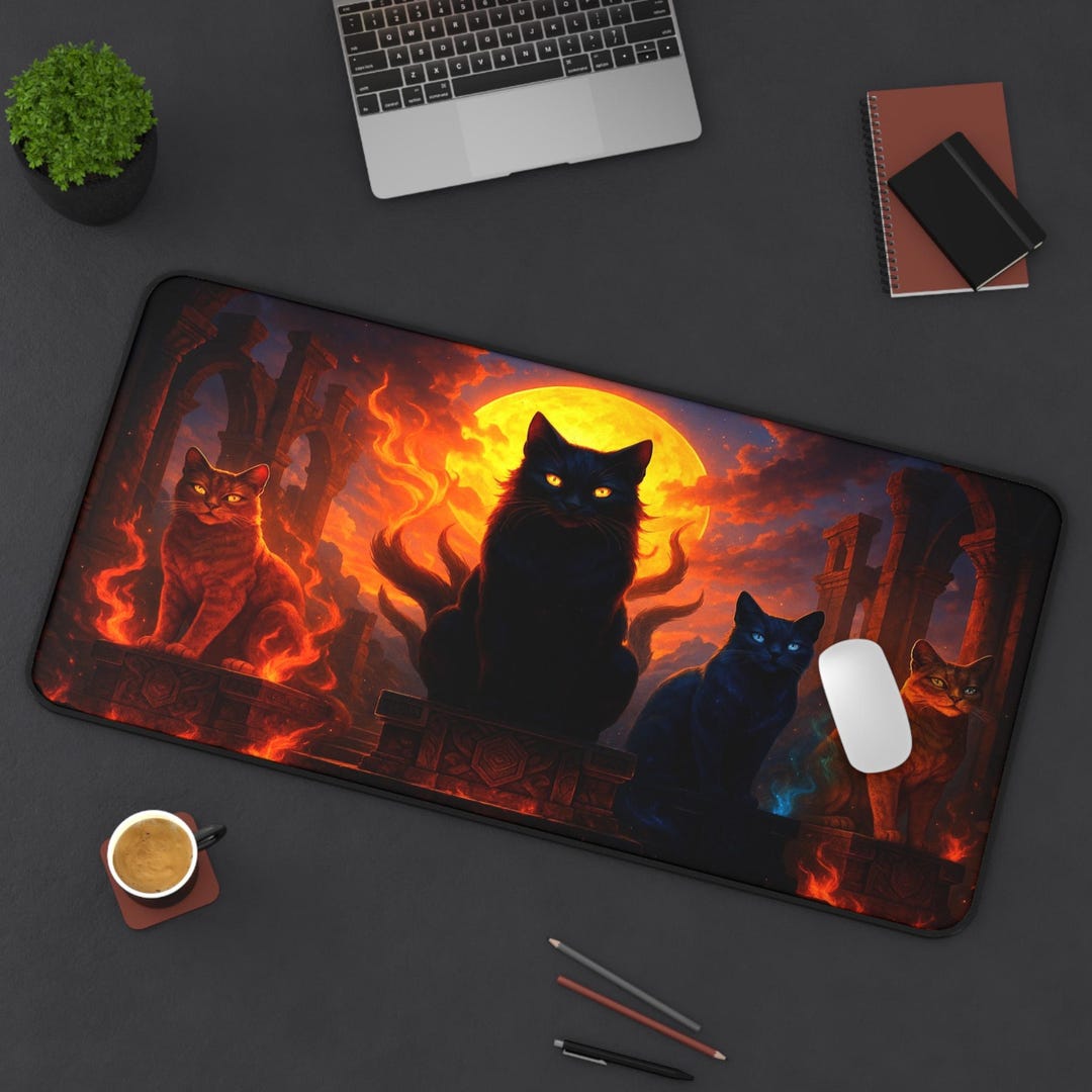 Cat Desk Mat, Gaming Mouse Pad, Office Decor for Cat Lovers, Funny Cat ...