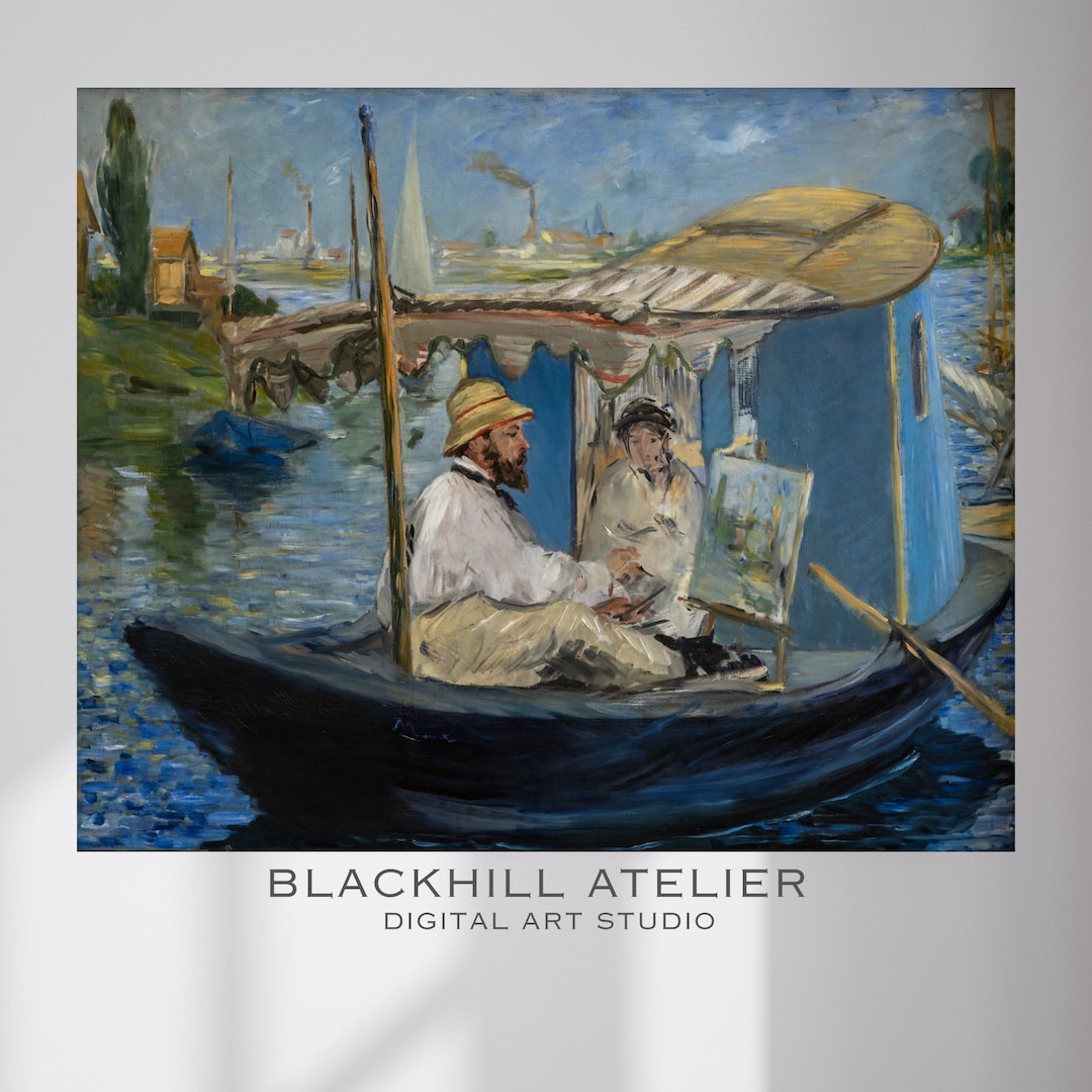 Manet's Monet in His Studio Boat Art Print: Impressionist River Scene ...
