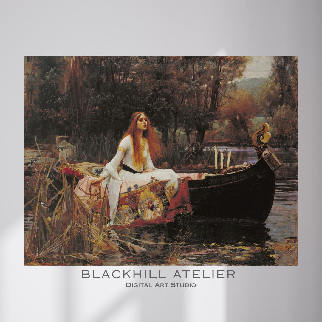 The Lady of Shalott Art Print: Pre-raphaelite Victorian Arthurian ...