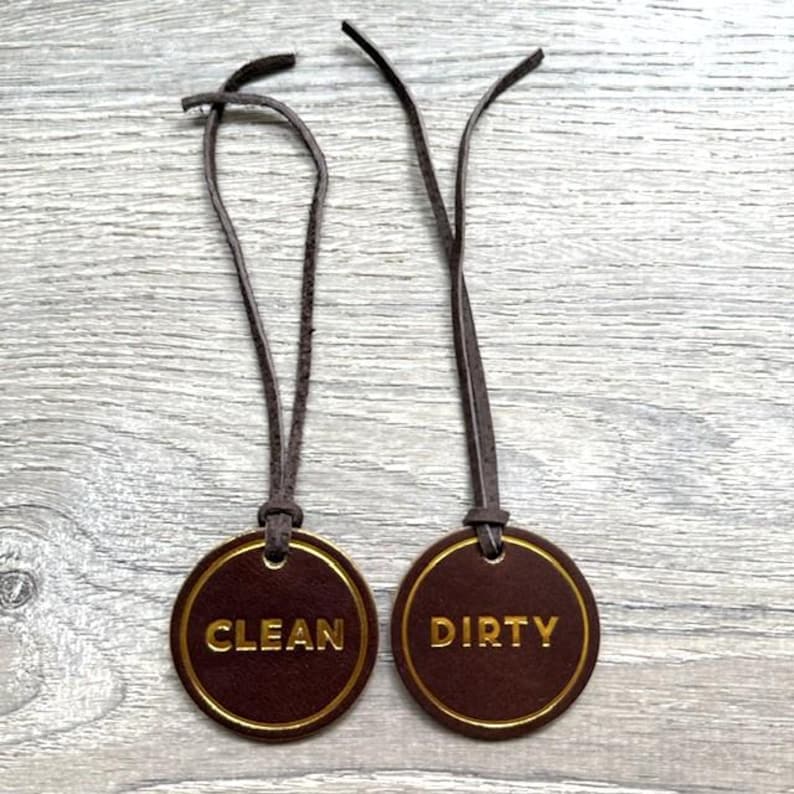 Leather Clean & Dirty Laundry Basket Labels | Full Grain Italian ...
