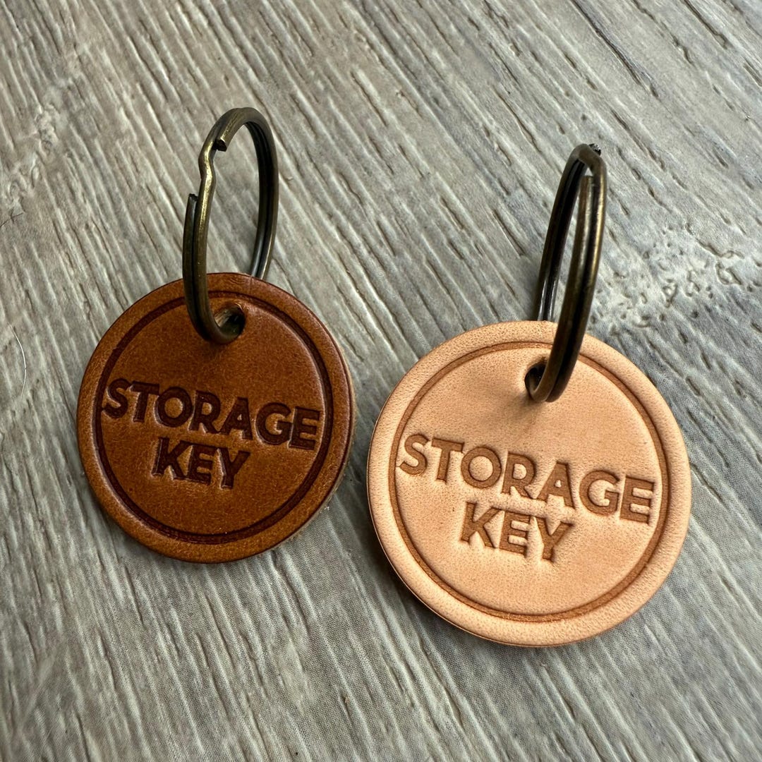 Leather Storage Key Label Keychain – Handmade Stamped Tags for Storage ...