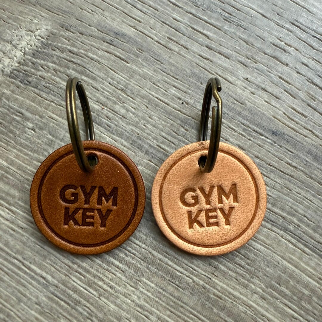 Leather Gym Key Label Keychain – Handmade Stamped Tags for Gym Doors ...