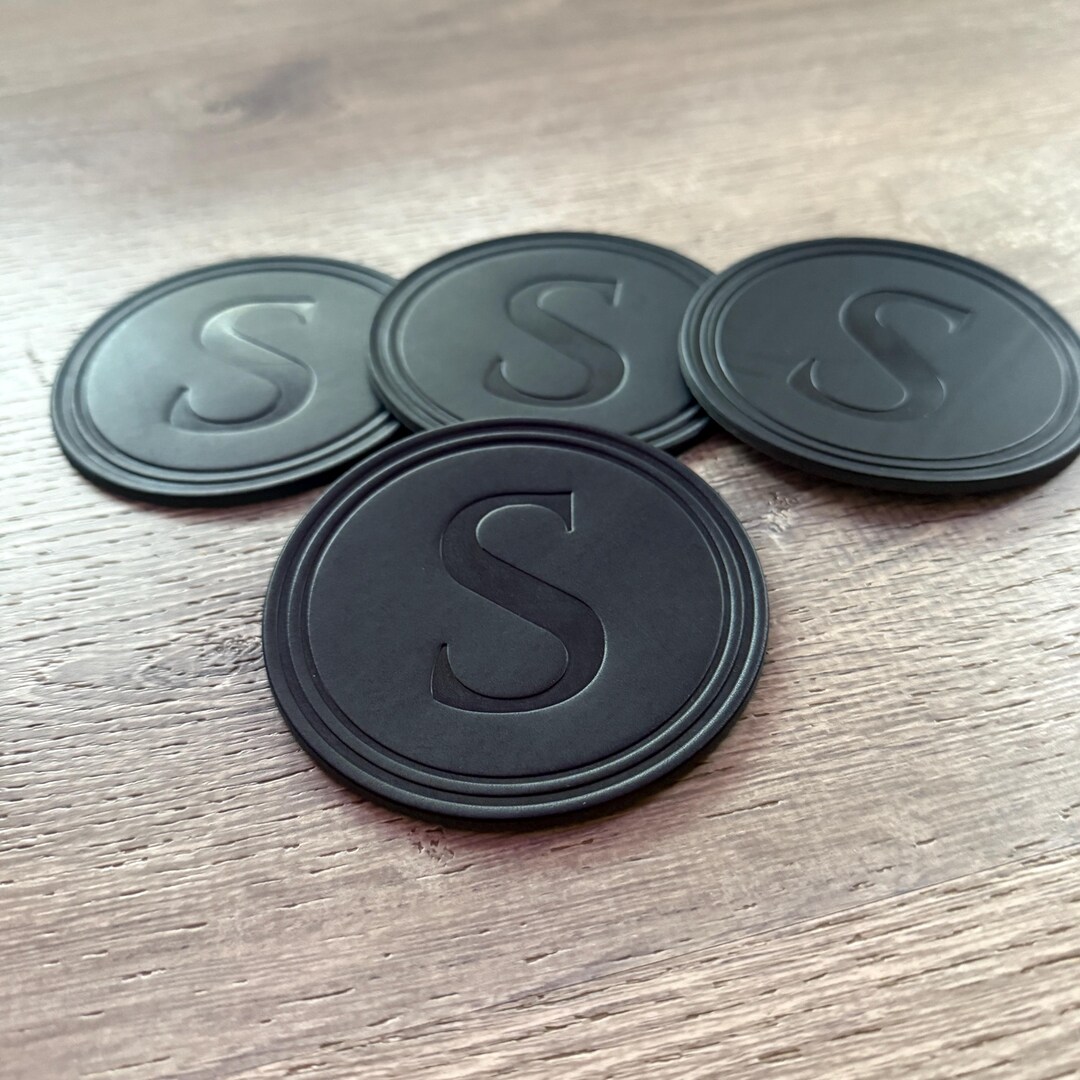 Letter S Coasters | Monogram Drink Pads | 100% Full Grain Leather ...