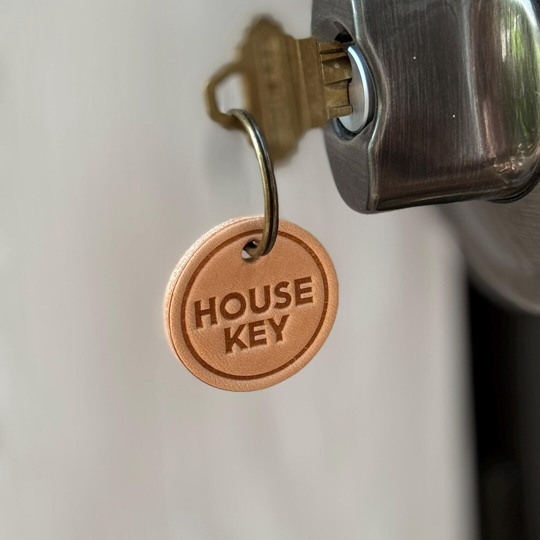 Leather House Key Label Keychain – Handmade Stamped Tags for Home ...