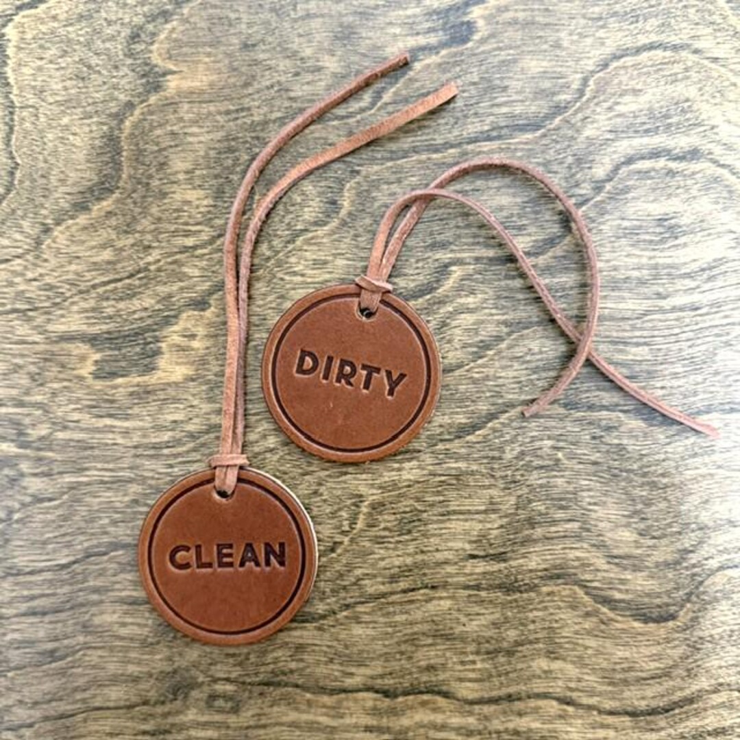 Leather Clean & Dirty Laundry Basket Labels | Full Grain Italian ...