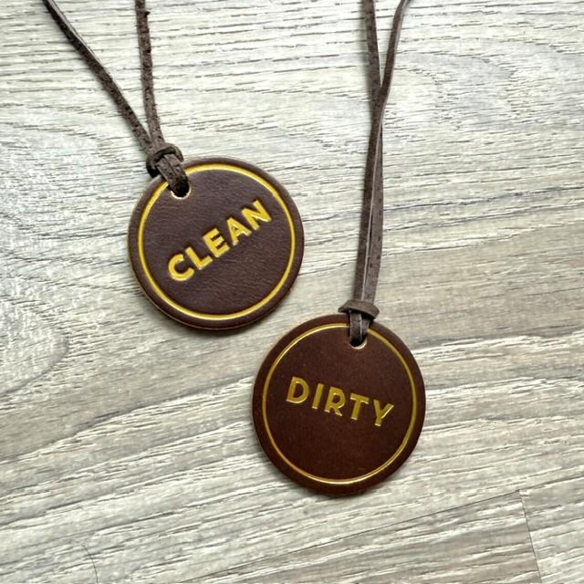 Leather Clean & Dirty Laundry Basket Labels | Full Grain Italian ...