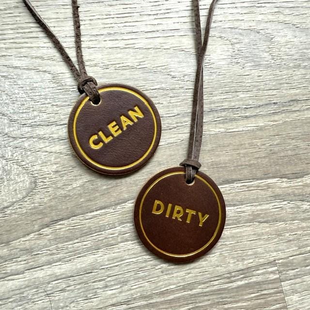 Leather Clean & Dirty Laundry Basket Labels | Full Grain Italian ...