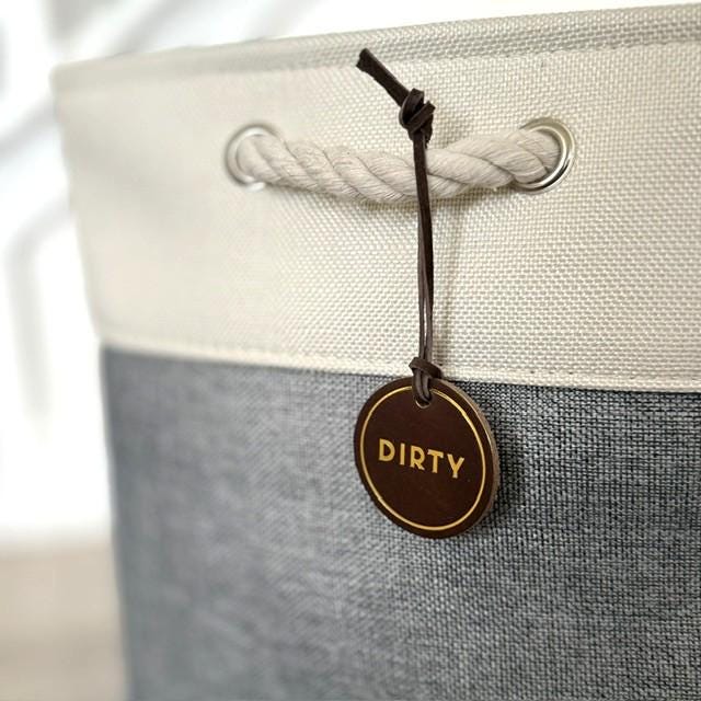 Leather Clean & Dirty Laundry Basket Labels | Full Grain Italian ...