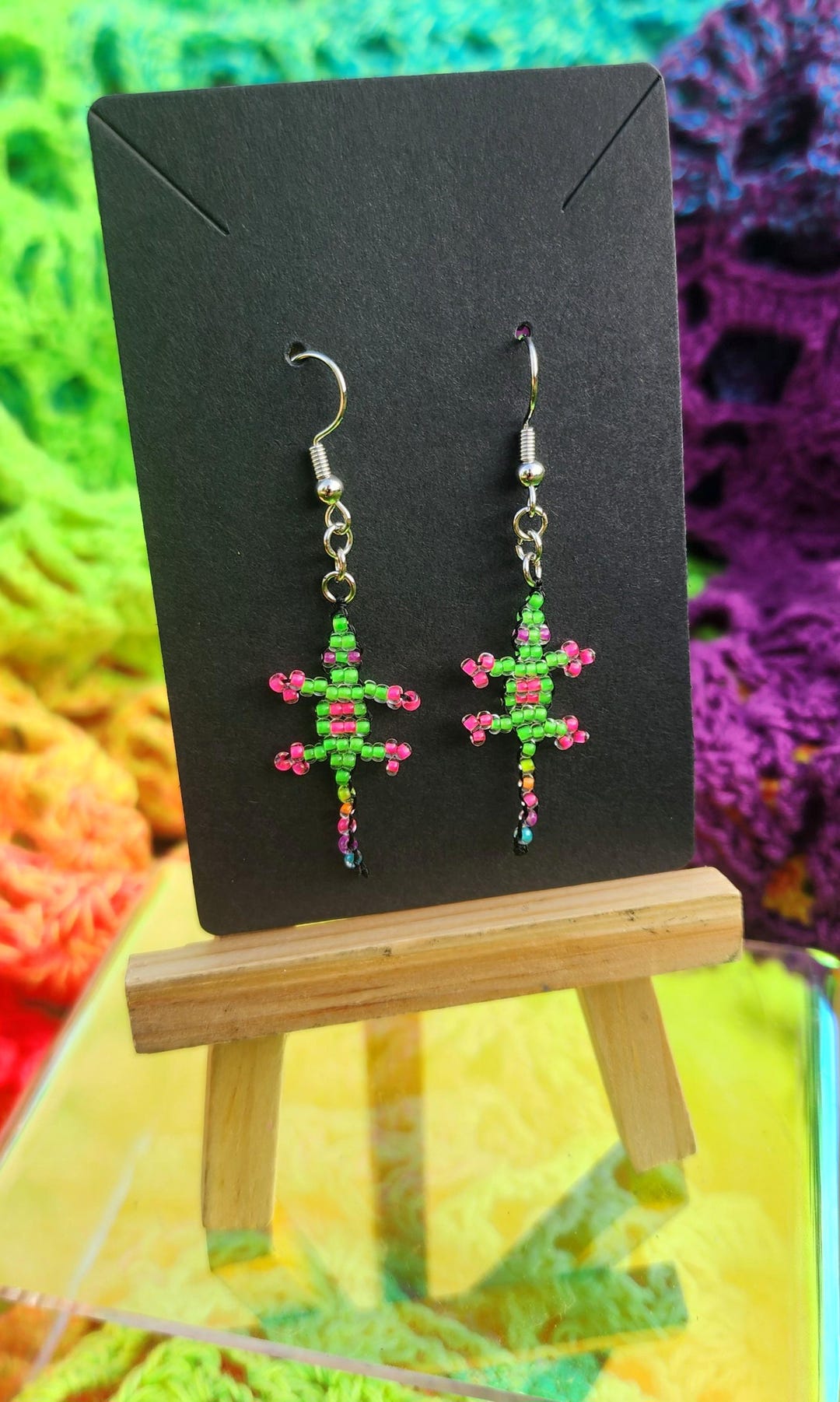 Beaded Lizard Earrings | 90s Nostalgia Jewelry | Gecko Accessories ...