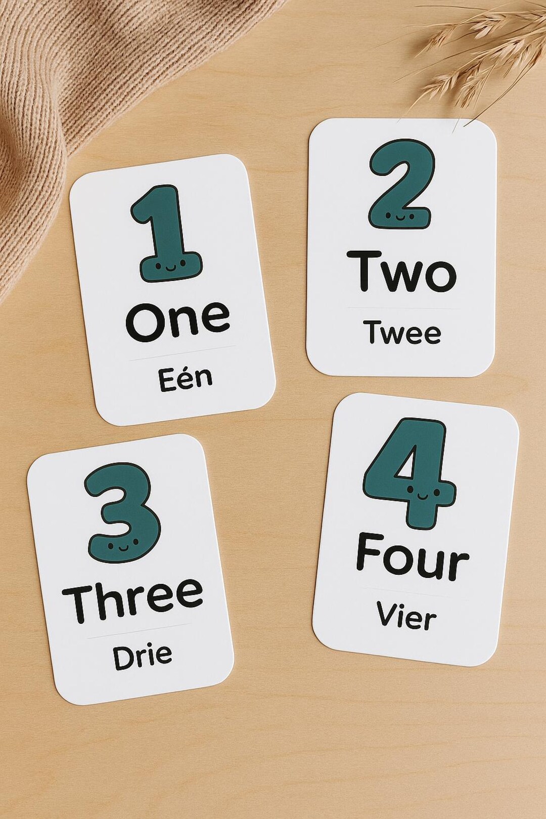 Dutch English Number Flashcards 1–10 – Printable Toddler Counting Cards ...