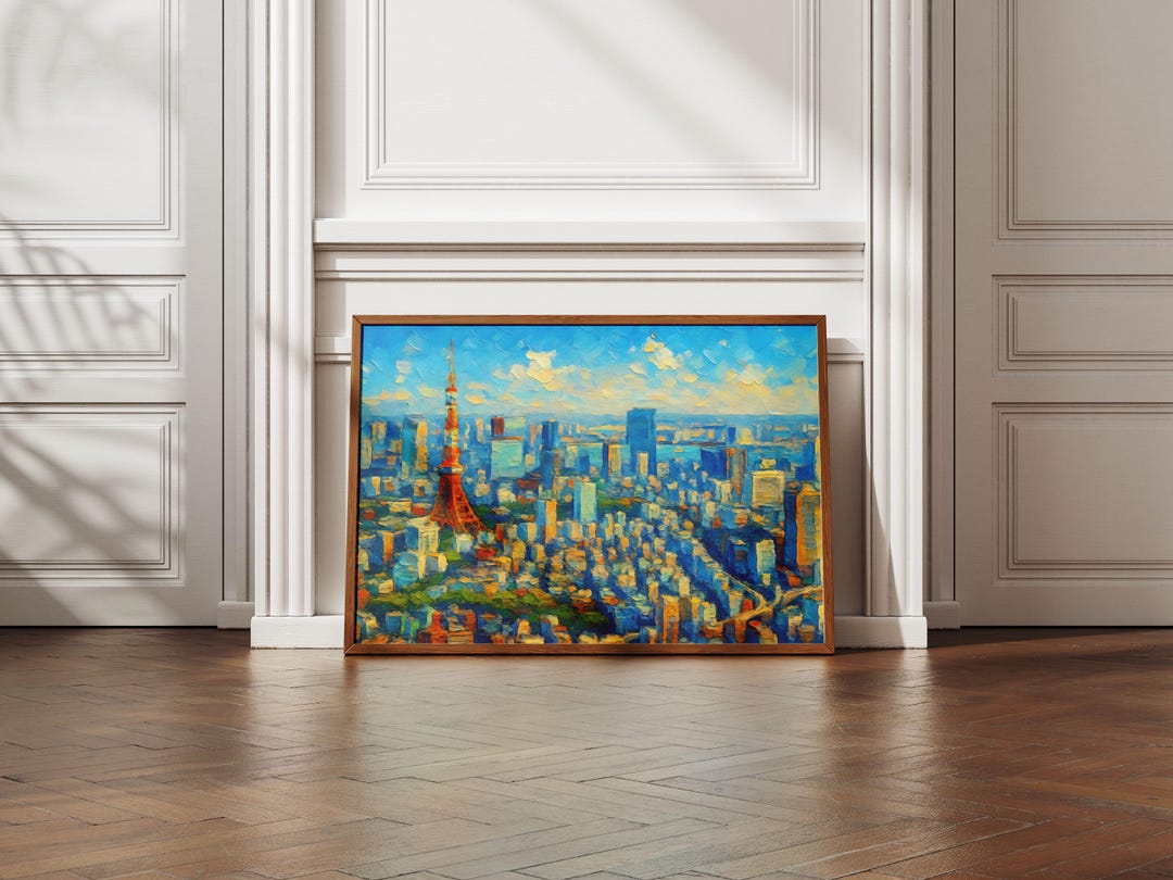 Tokyo Tower Skyline Print | Horizontal Japan Cityscape Art | Digital ...
