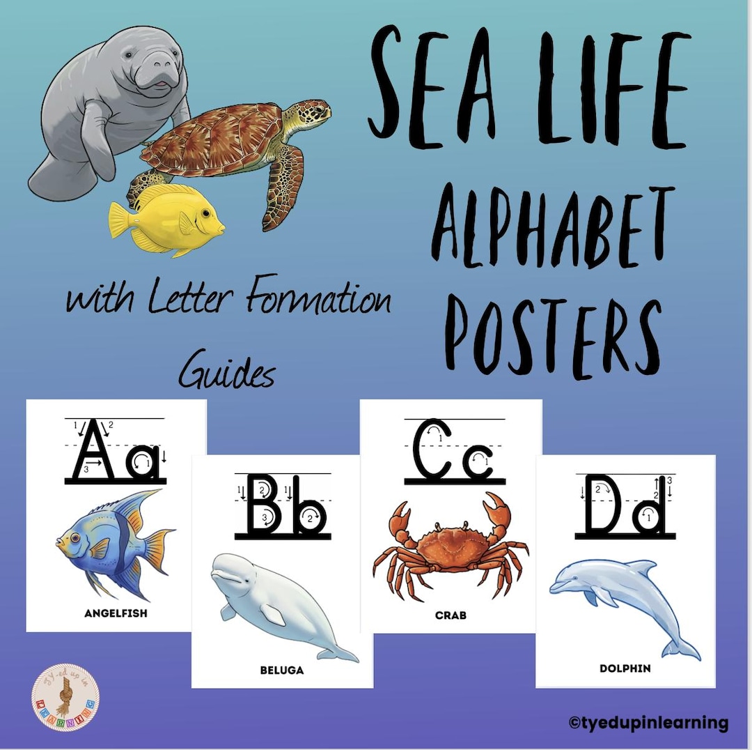 Sea Life/ocean Alphabet Posters With Letter Formation Guides | ABC Wall ...