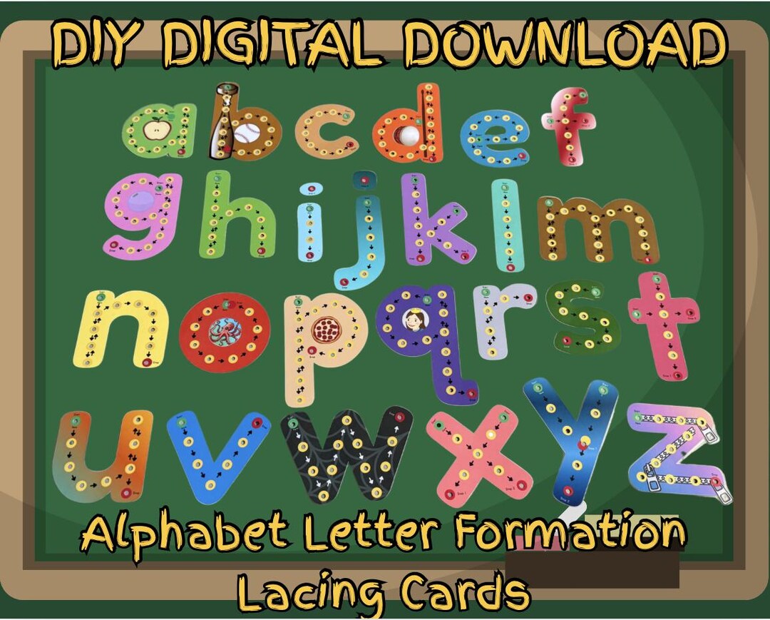 Alphabet Letter Formation Lacing Tracing Sensory Cards-diy Digital ...