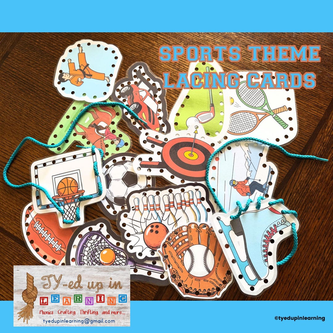 Sports Lacing Cards | Sports Theme Toddler/preschool/kindergarten ...