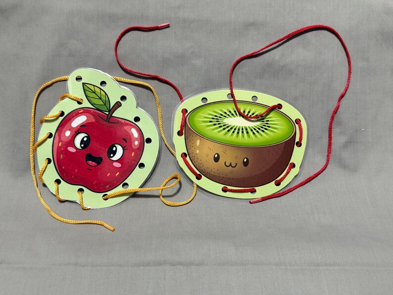 Laminated Fruit Lacing Cards, Fine Motor Skills, Montessori, Alzheimer ...