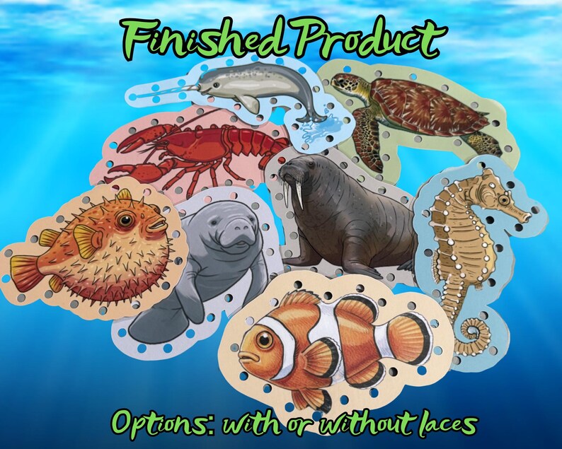 Laminated Ocean / Sea Life Lacing Cards - Etsy