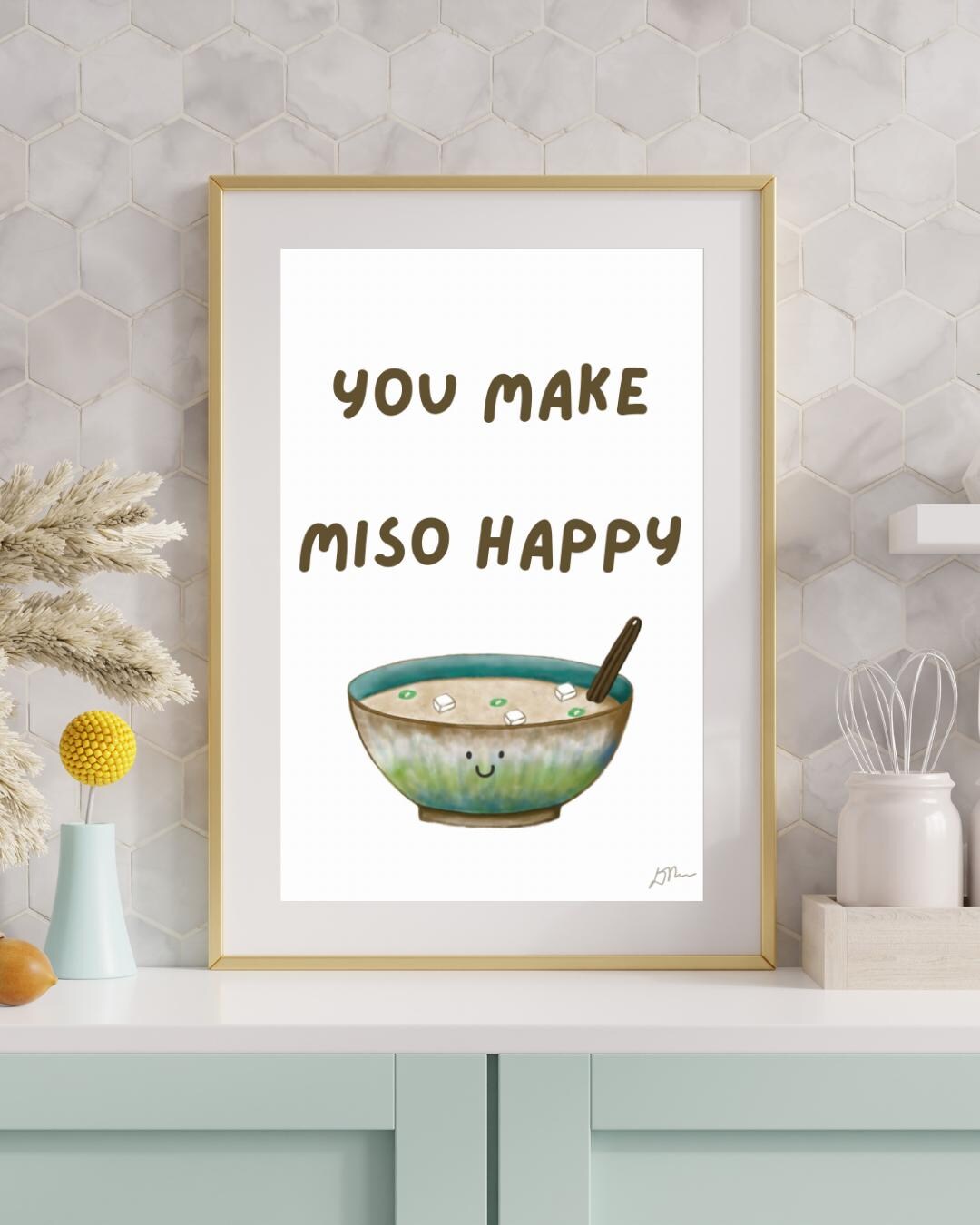 You Make Miso Happy Digital Print | Hand Drawn Digital Art | Miso Wall ...
