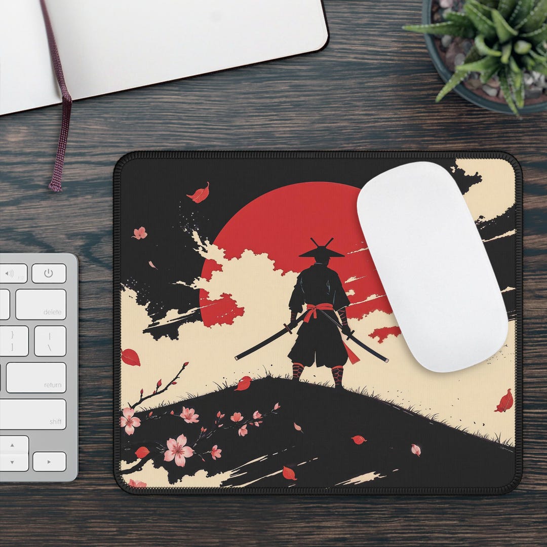 Samurai Warrior Mouse Pad With Rising Sun Design Japanese Art Gaming ...