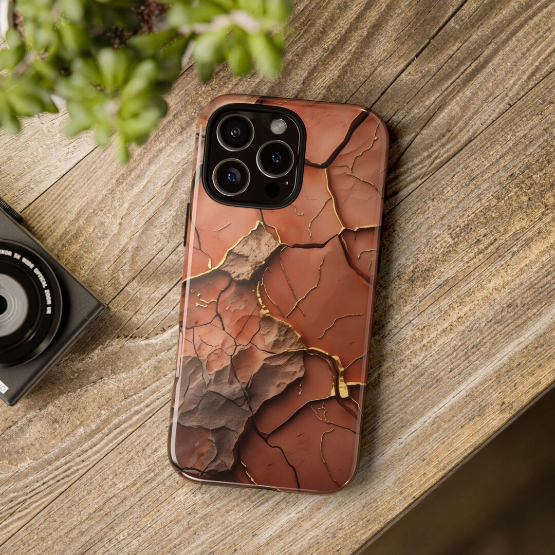 Kintsugi Inspired Phone Case With Golden Crack Design, Artistic ...