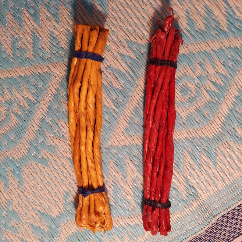 Haitian Vodou Bouji Candles: Red & Yellow Ritual Tapers -chandel Vela ...