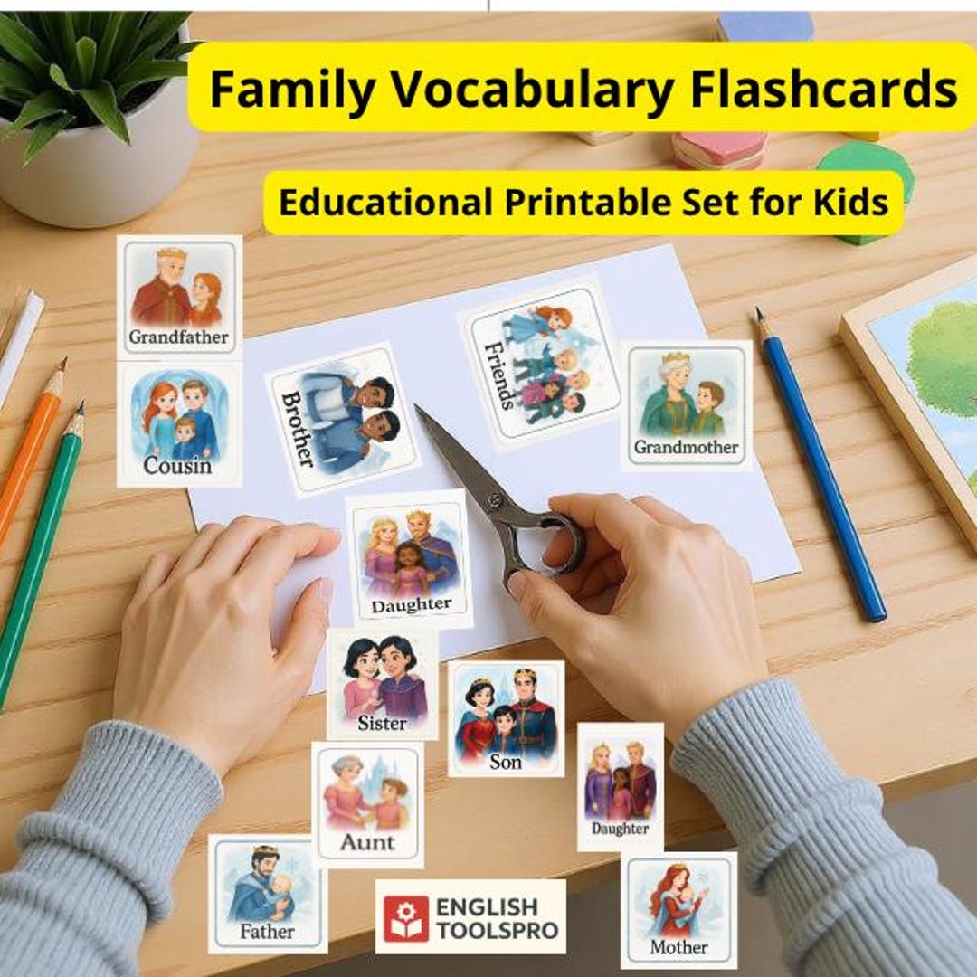 Family Vocabulary Flashcards Educational Printable Set for Kids - Etsy