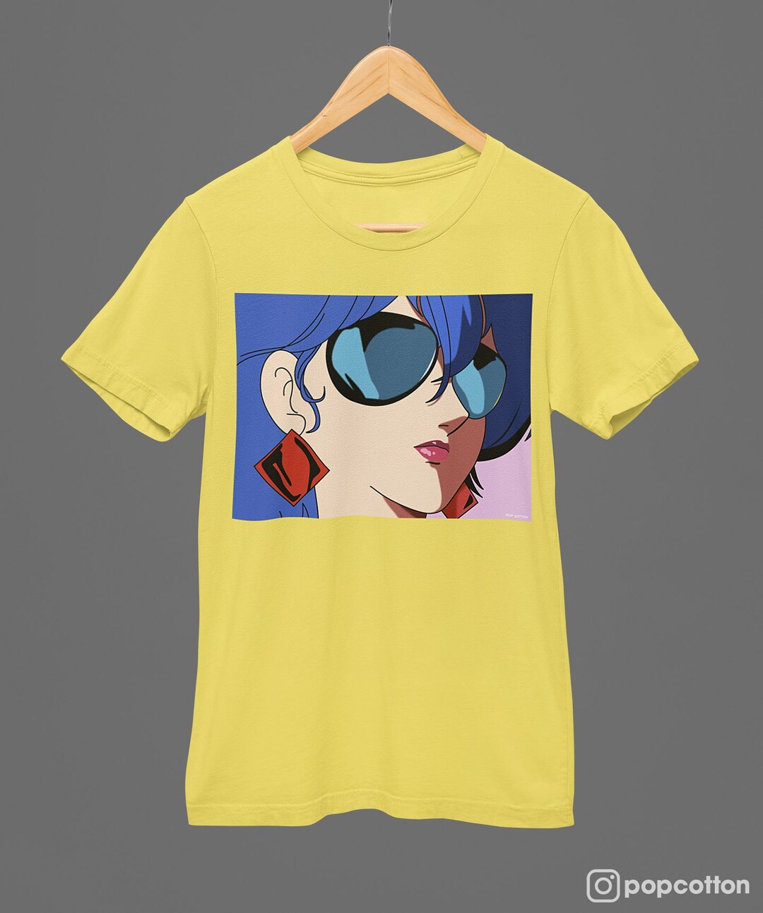 Cool 80s New Wave Anime Girl With Aviator Sunglasses Pop Cotton Unisex ...