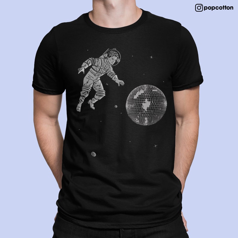 Planet Disco Astronaut Disco Ball Pop Cotton Vintage Style Unisex Tee T ...