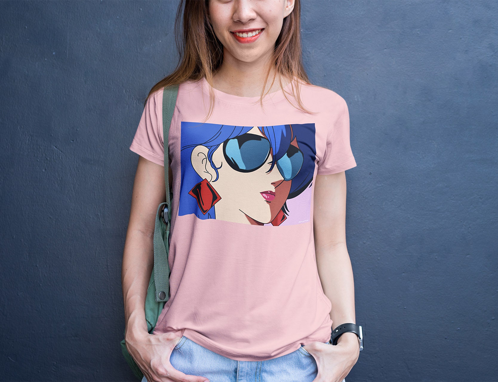 Cool 80s New Wave Anime Girl With Aviator Sunglasses Pop Cotton Unisex ...