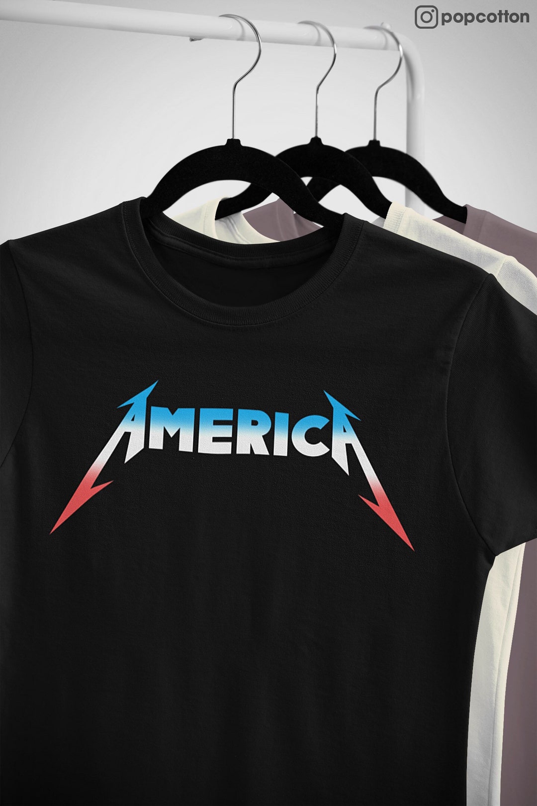 Patriotic Heavy Metal America Logo Head Banger Pop Cotton Unisex Tee T ...