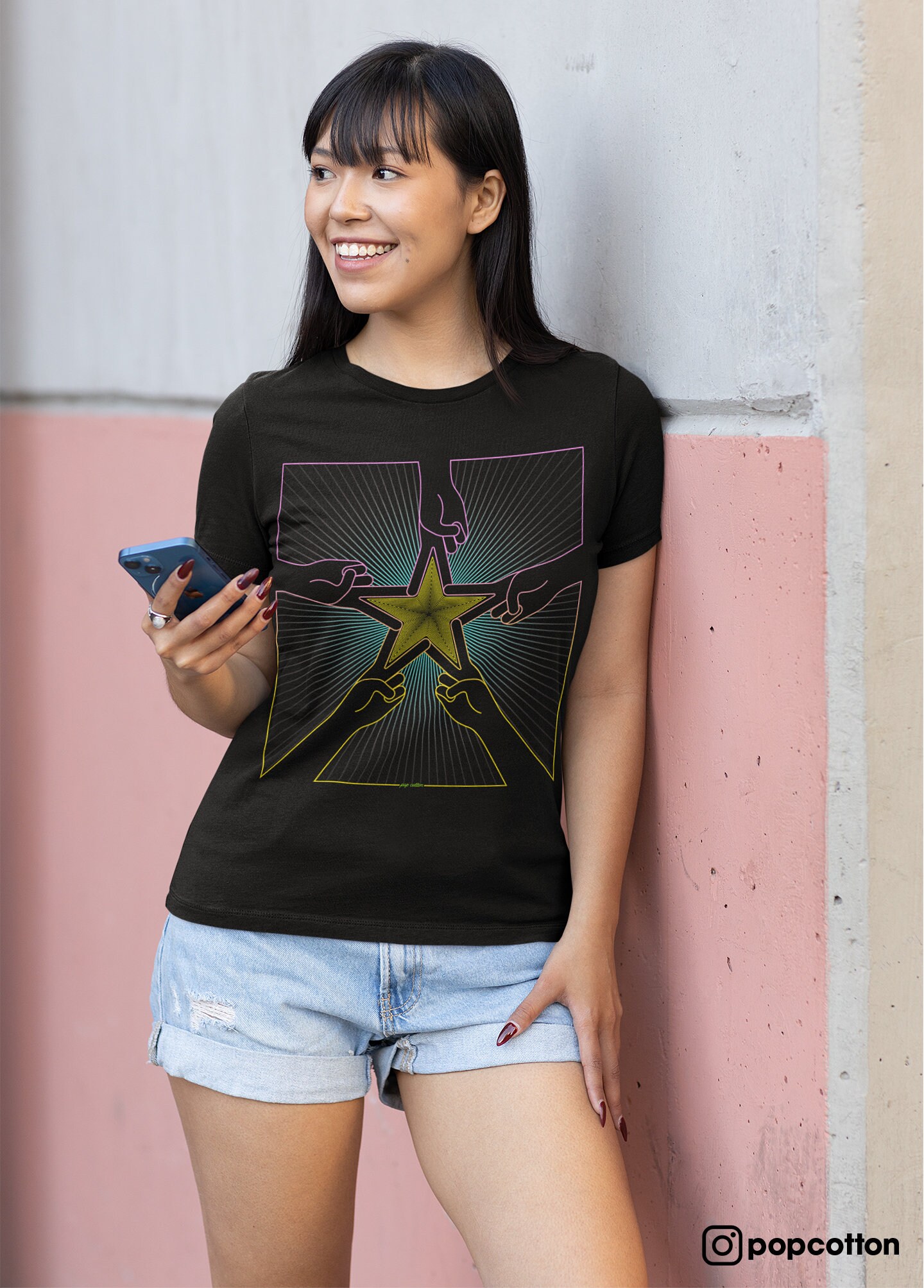 Retro 80s Style Hand Peace Sign Star Rave EDM Neon Colors - Etsy