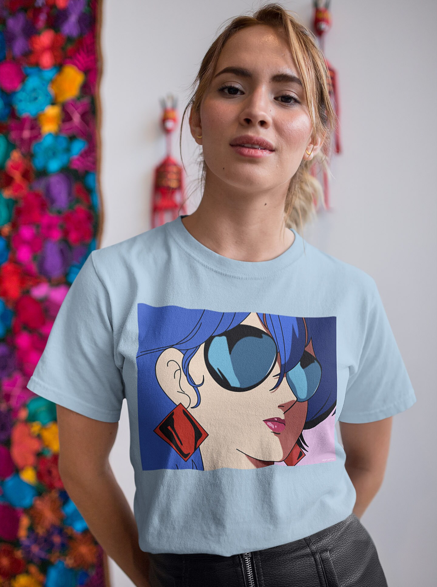 Cool 80s New Wave Anime Girl With Aviator Sunglasses Pop Cotton Unisex ...