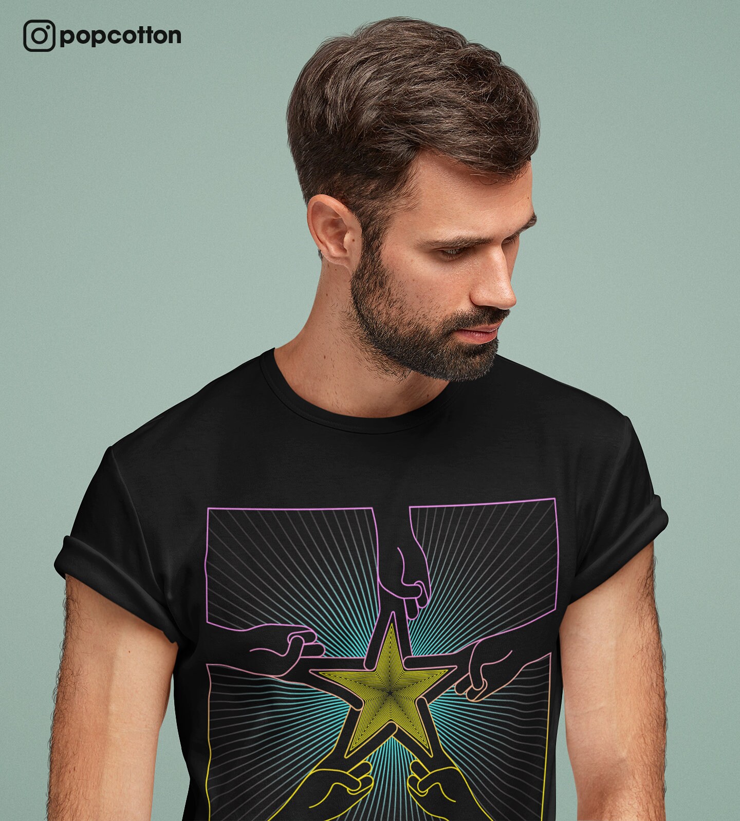 Retro 80s Style Hand Peace Sign Star Rave EDM Neon Colors - Etsy