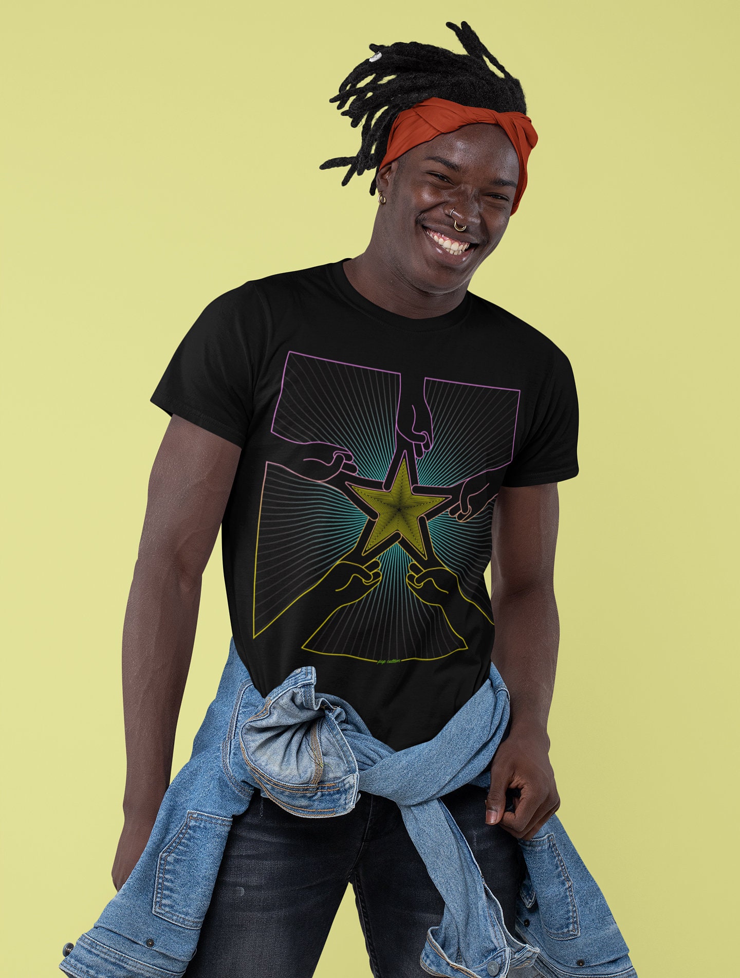 Retro 80s Style Hand Peace Sign Star Rave EDM Neon Colors - Etsy