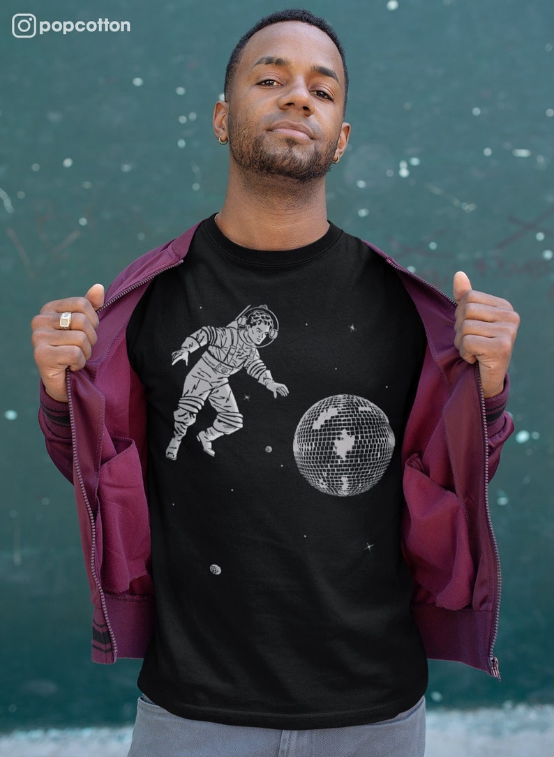 Planet Disco Astronaut Disco Ball Pop Cotton Vintage Style Unisex Tee T ...