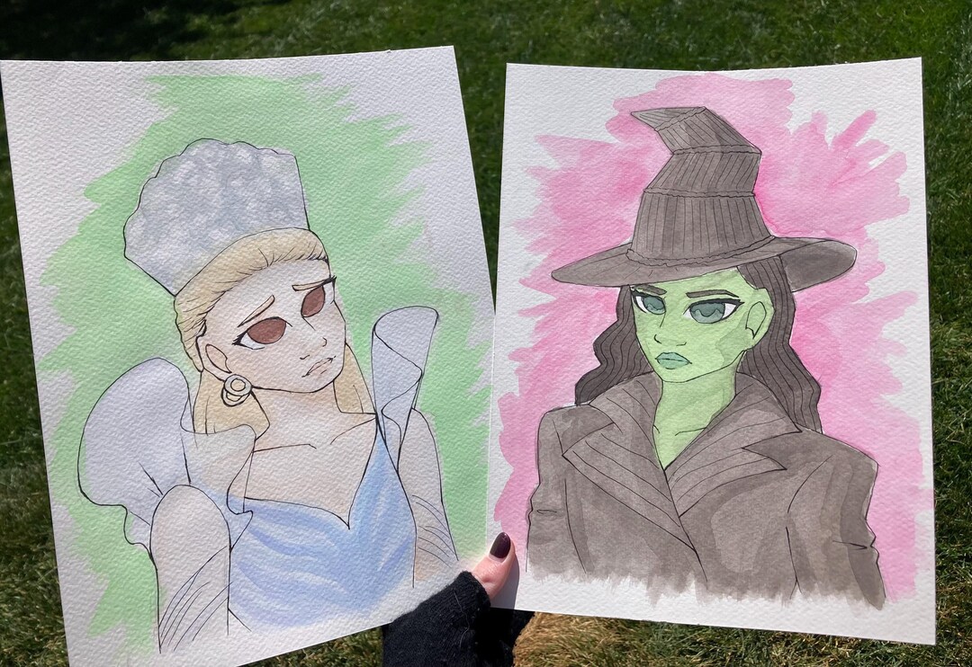 Glinda & Elphaba Corresponding Painting Set | Watercolor Print ...