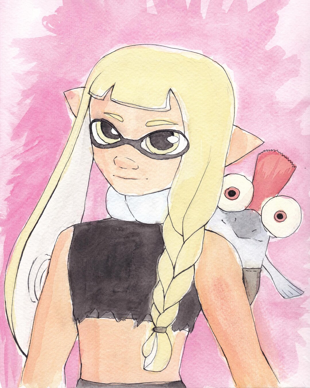 Agent 3 With Smallfry | Watercolor Print | Digital Download | Splatoon ...
