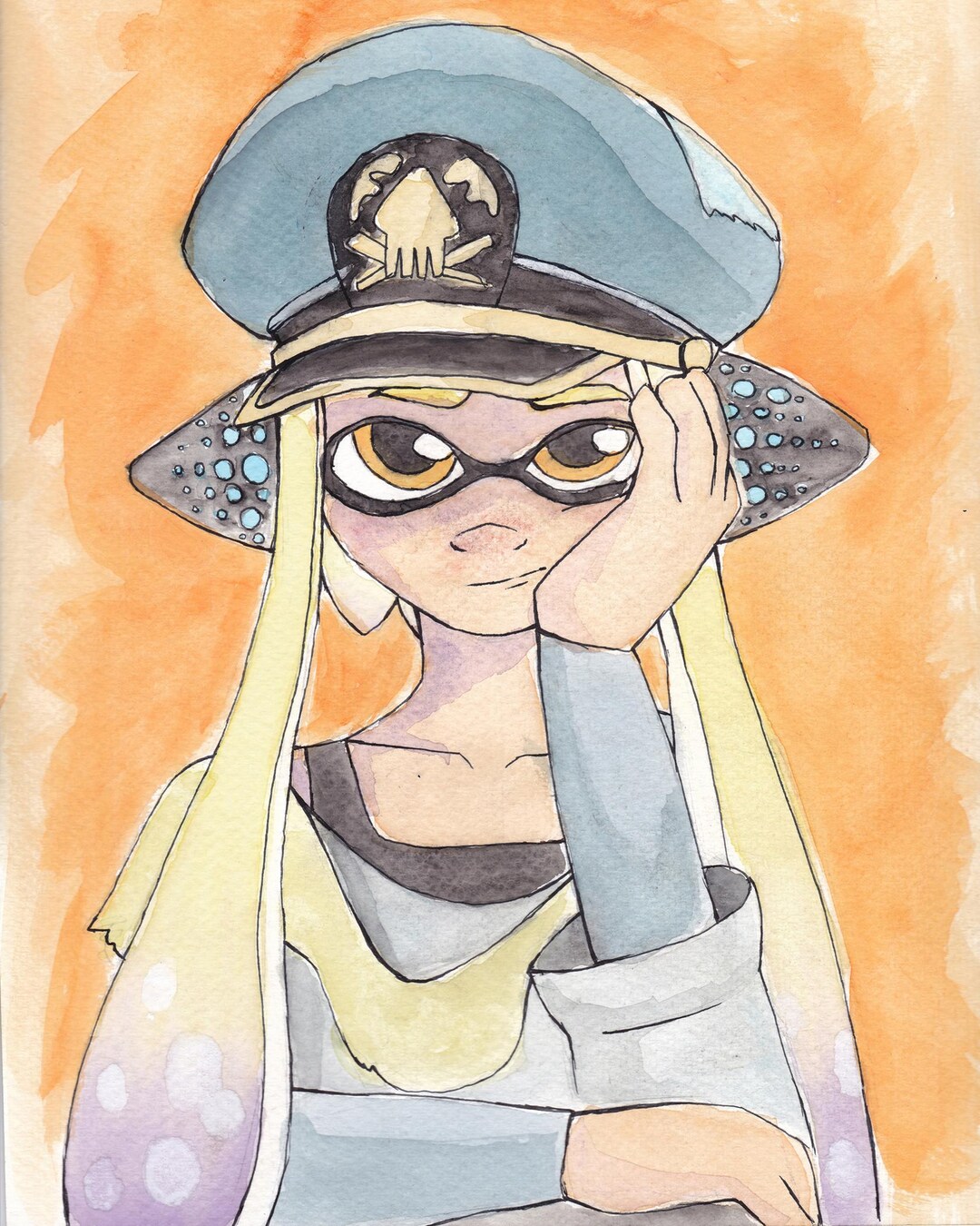 Captain | Watercolor Print | Digital Download | Splatoon 3 | Fan Art - Etsy
