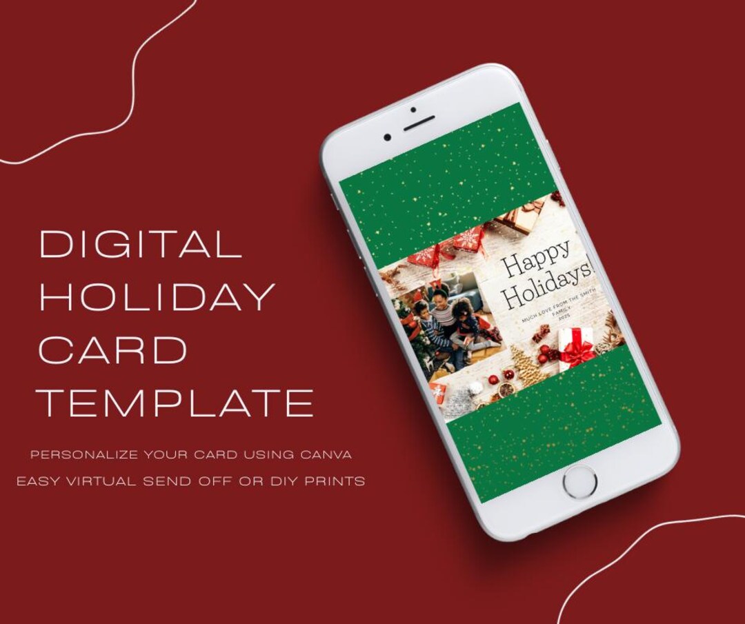 Editable Green & Gold Holiday Photo Card (digital Download) - Etsy