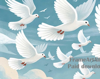 2 white doves flying