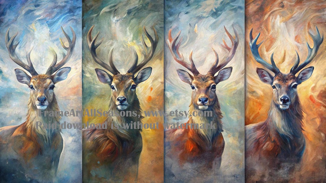 Male Deer Watercolor Painting, Cabin Decor, Respect the Locals, Native ...