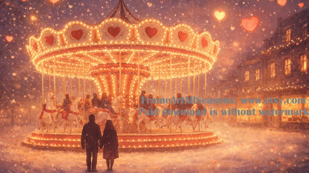 Romantic Valentine Carousel Winter Night | Samsung Frame Art Valentine ...