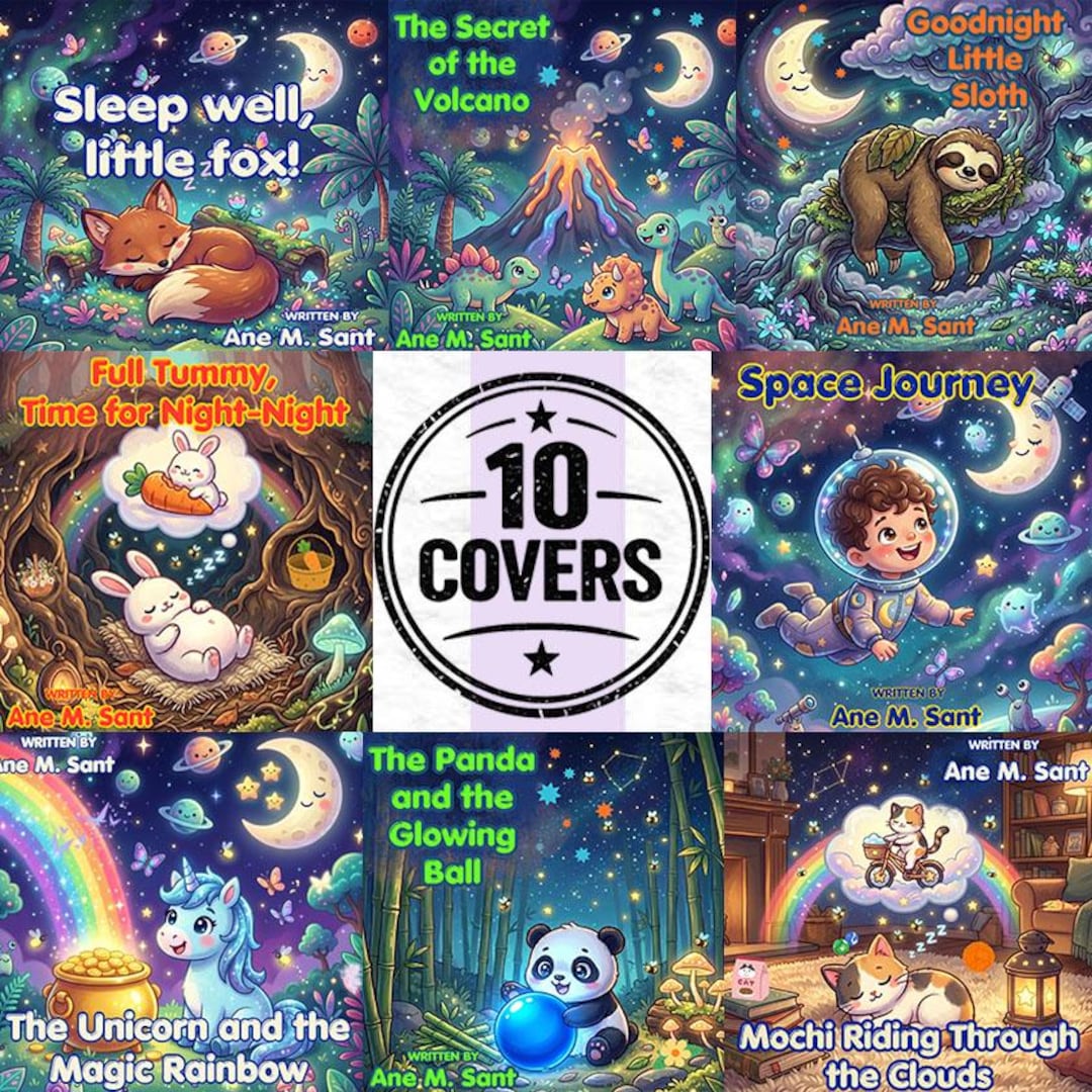 10 Editable Kids Book Covers, KDP Childrens Storybook Templates, Animal ...
