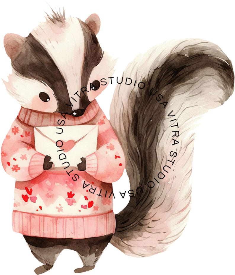 Valentine's Day Farm & Forest Animals Clipart | Watercolor PNG (digital ...