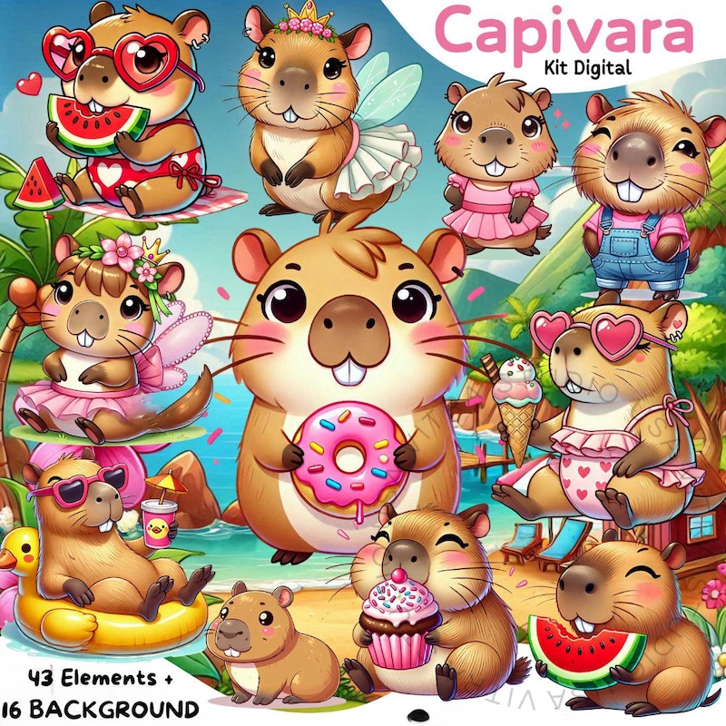 Green Capybara Clipart - Etsy