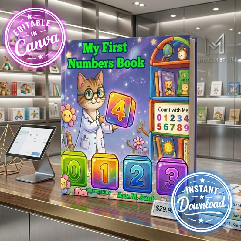 Editable Canva ABC 123 Kids Book Cover Templates, 6 Educational ...