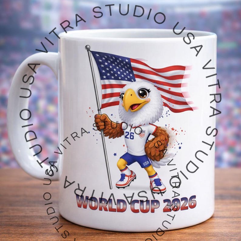 World Cup 2026 Clipart, Soccer Mascot With Flag PNG Bundle, USA Eagle ...