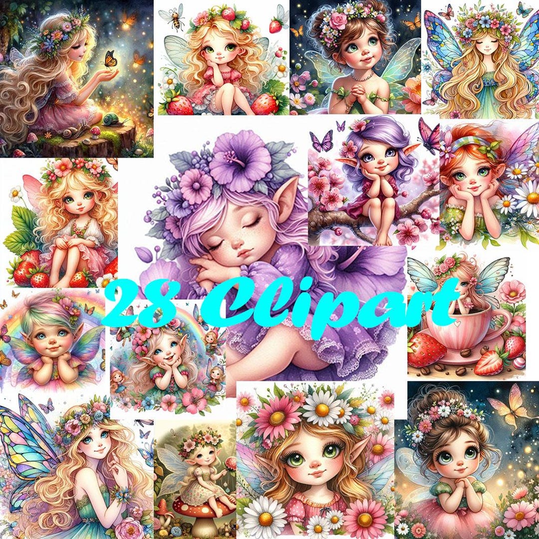 28 Magic Fairies Clipart Bundle | Watercolor, Whimsical, Floral ...